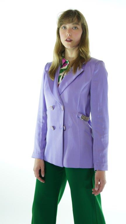 Purple Avanti Milano Solid Double Breasted Peak Lapel Jacket Avanti