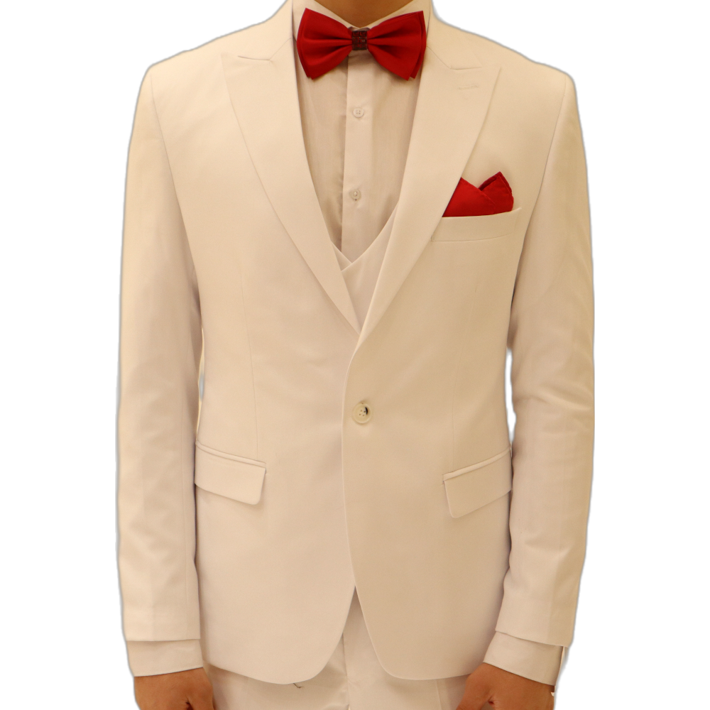 White Avanti Milano Peak Lapel Three Piece Suit Avanti Milano Formalwear