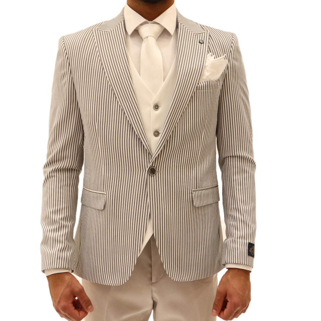 Whitegrey Avanti Milano Pinstripe Three Piece Suit Avanti Milano