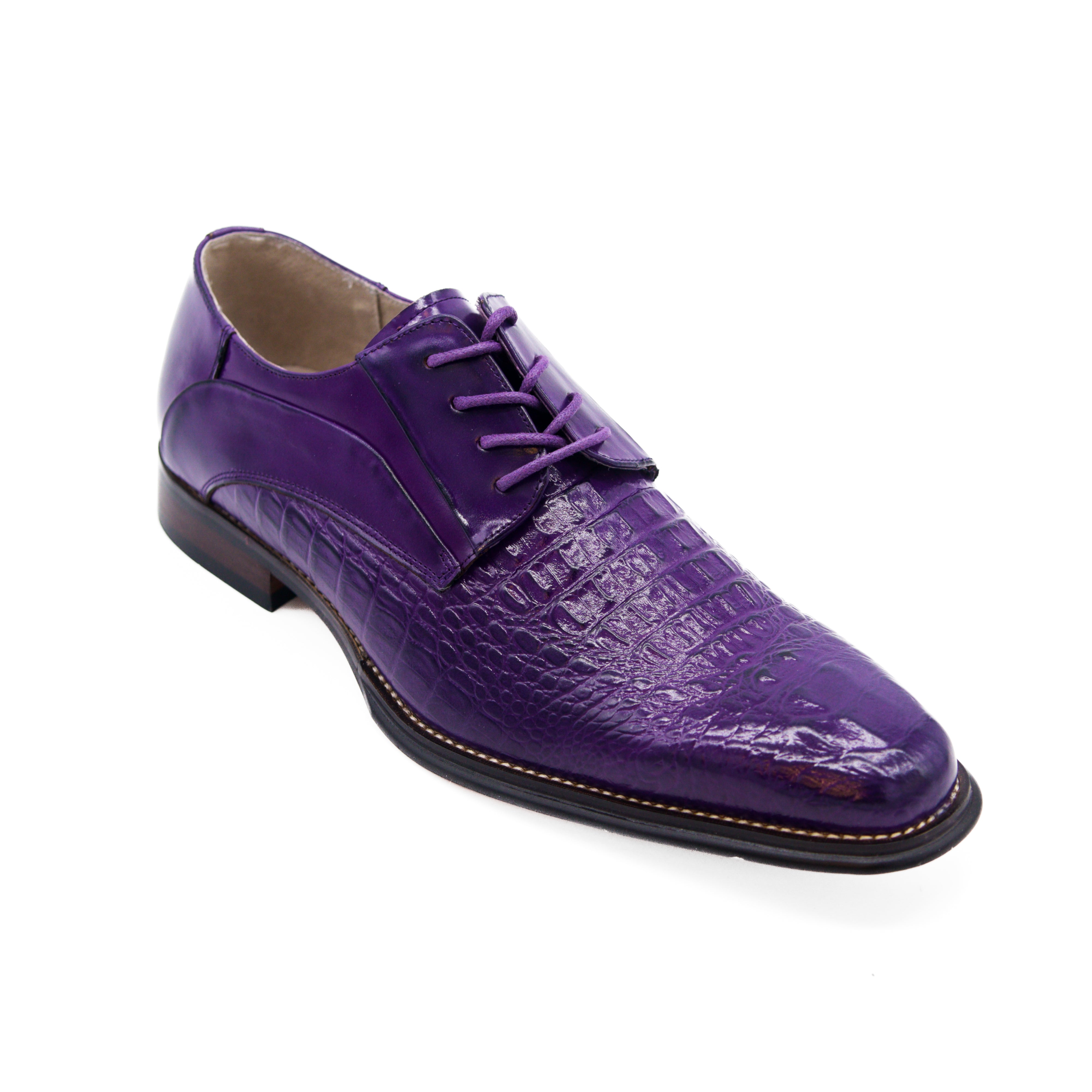 Giovanni Purple Alligator Textured Blucher Dress Shoel – Avanti Milano ...
