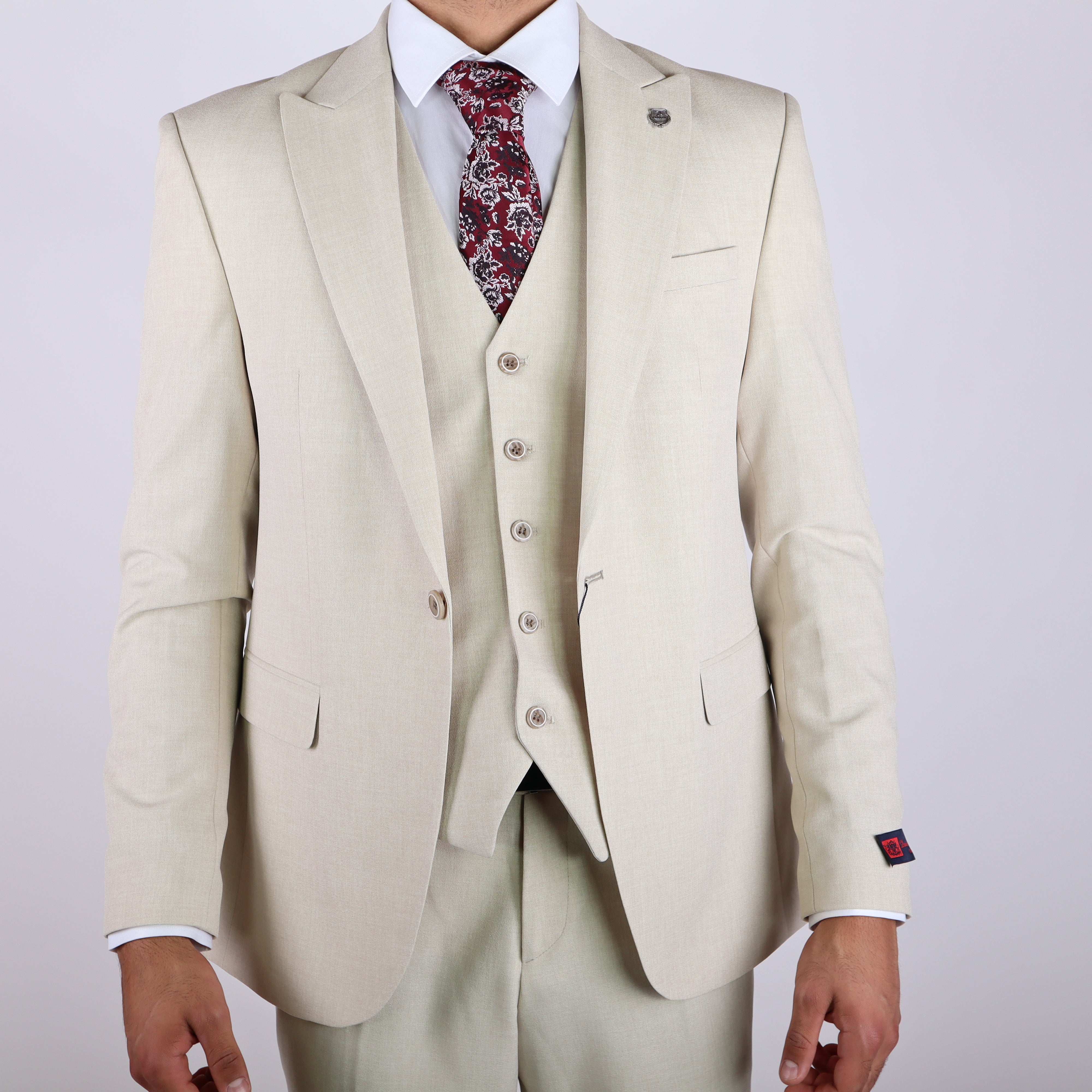 Cream Avanti Milano Textured Three Piece Suit – Avanti Milano Formalwear