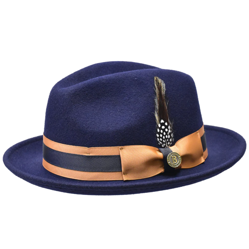 Bruno Capelo Blue/Camel Zane Collection Hat – Avanti Milano Formalwear